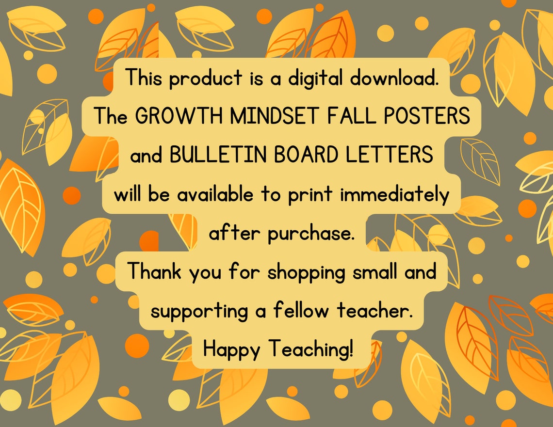 Growth Mindset: Fall Themed Posters and Bulletin Board Headings - Etsy