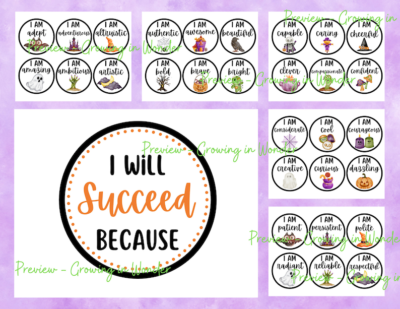 Halloween Affirmation Station, Printable Affirmations for Kids - Etsy