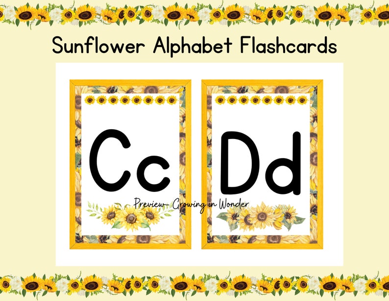 Alphabet Sunflower Cards - Etsy