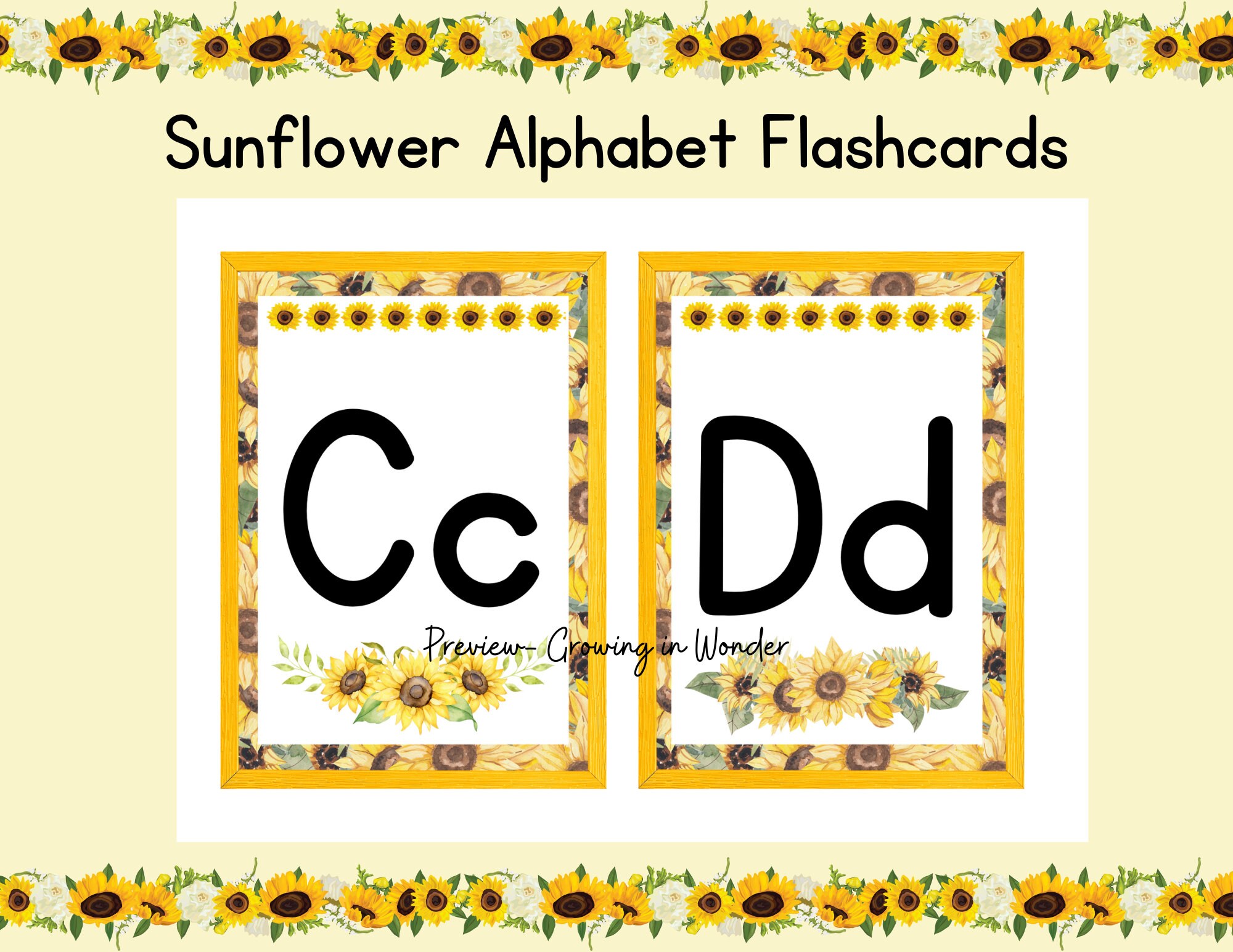 Alphabet Sunflower Cards - Etsy