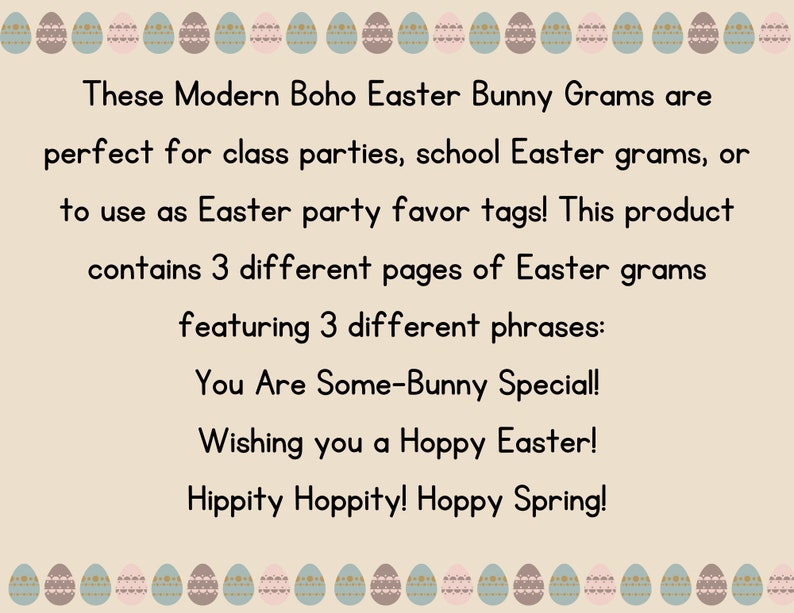Printable Boho Easter Bunny Grams - Etsy