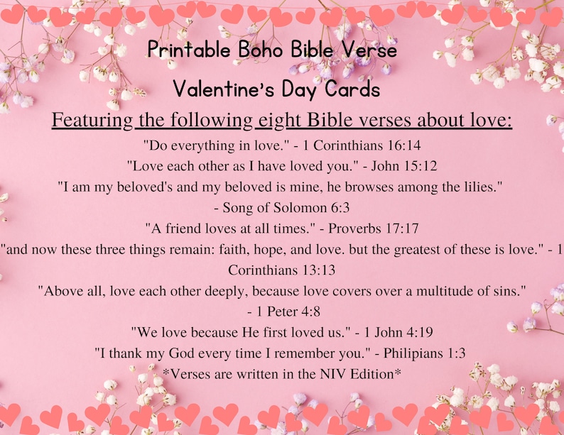 Bible Verse Printable Valentine's Day Cards, Boho - Etsy