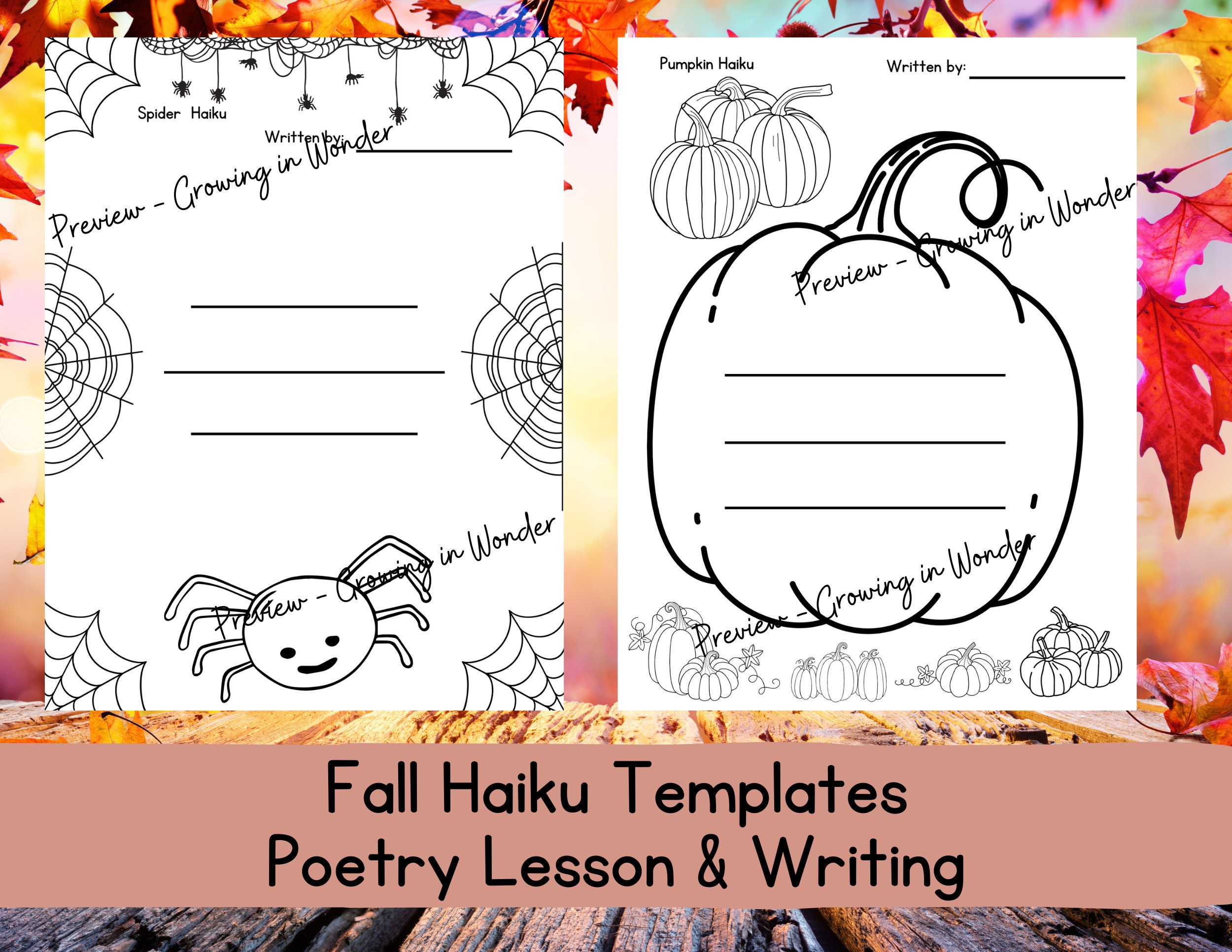 Fall Haiku Poetry Templates, Autumn Writing Activity - Etsy