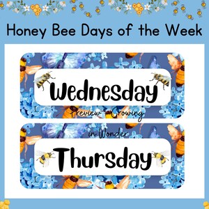 Honey Bee Days of the Week (blue Background, Watercolor Honeybees) - Etsy
