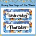 Honey Bee Days of the Week blue Background, Watercolor Honeybees - Etsy