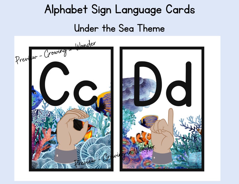 Under the Sea Sign Language Alphabet Printable Flashcards - Etsy