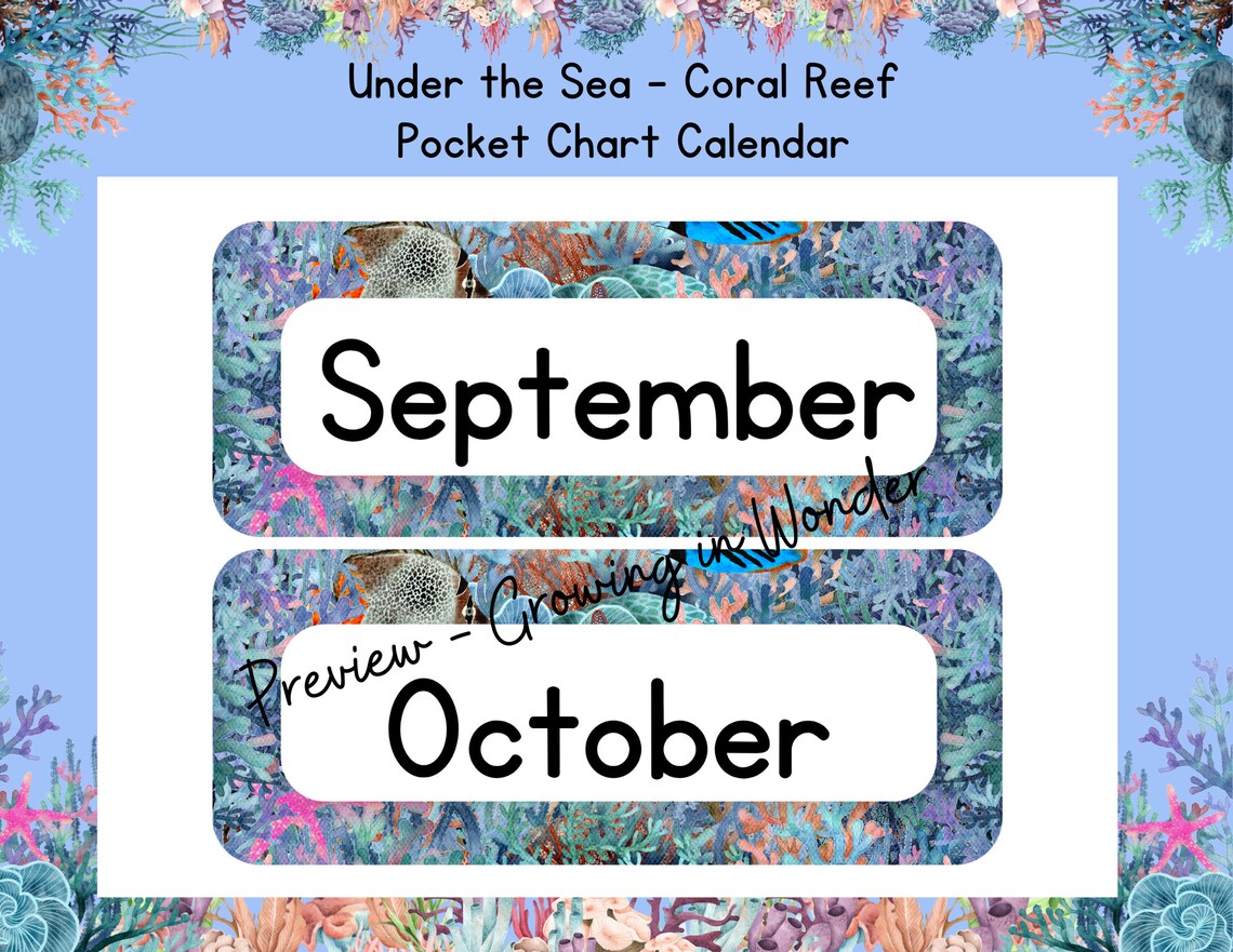 Ocean Theme Pocket Chart Calendar, Under the Sea Classroom - Etsy