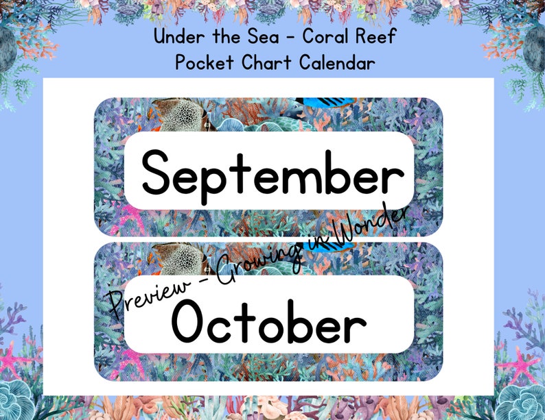 Ocean Theme Pocket Chart Calendar, Under the Sea Classroom - Etsy