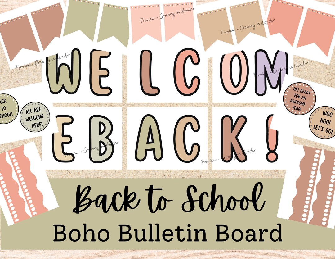 Boho Theme Welcome Back to School Bulletin Board - Etsy