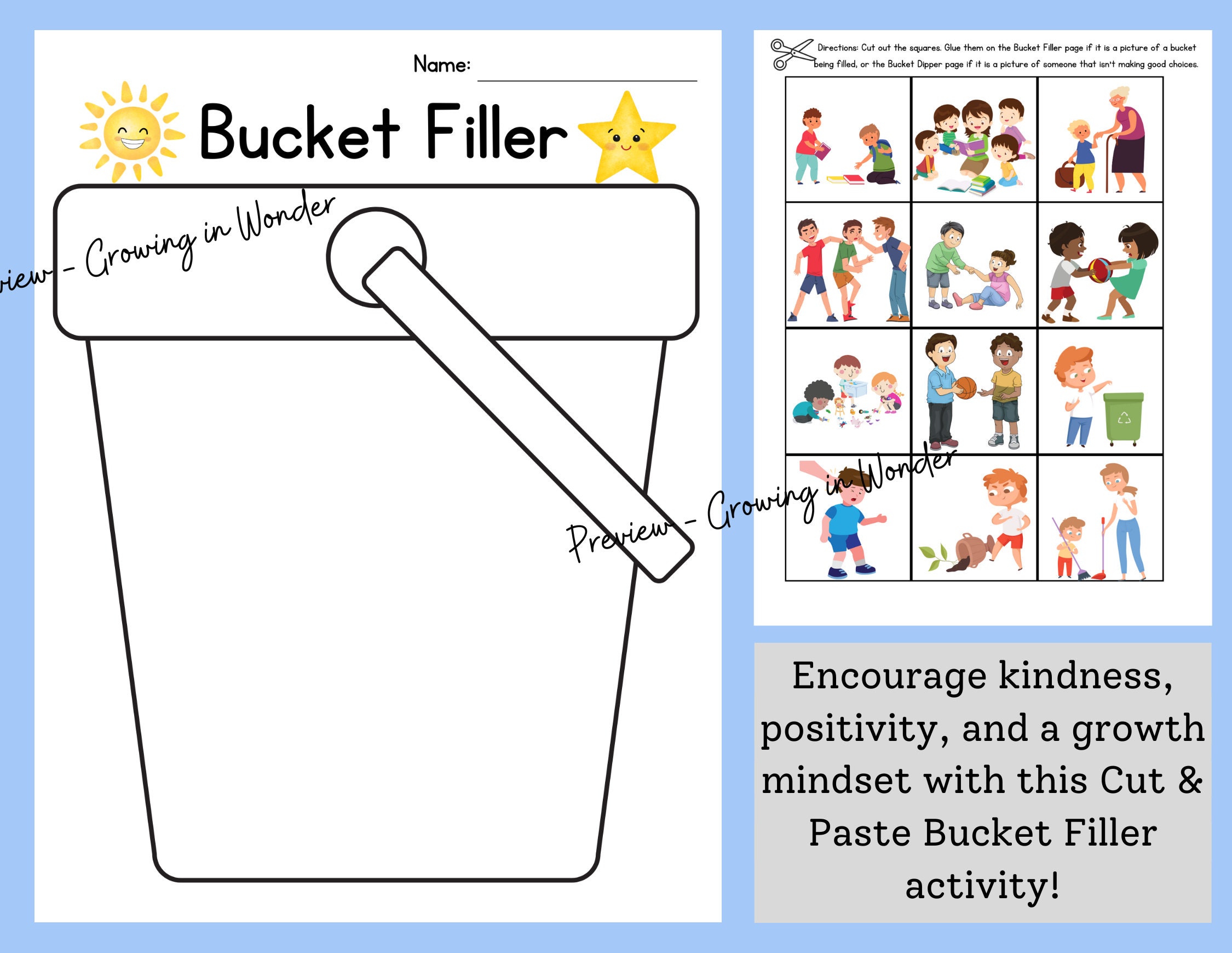 Bucket Filler Classroom Activity, Writing, Posters, Back to School - Etsy