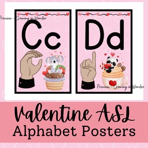 Valentine Alphabet Sign Language Cards, Printable ASL Classroom Posters ...