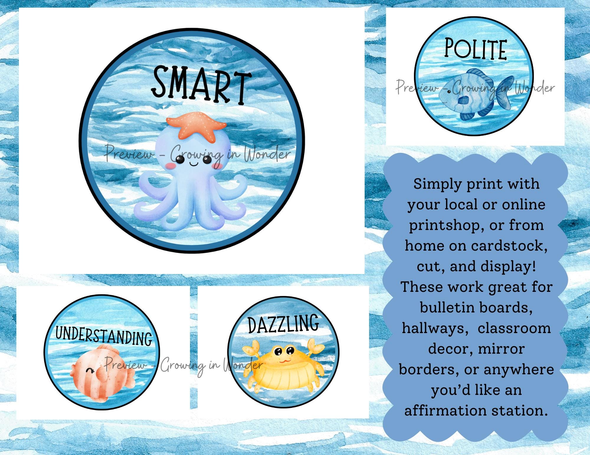 Large Ocean Animal Affirmation Station - Etsy
