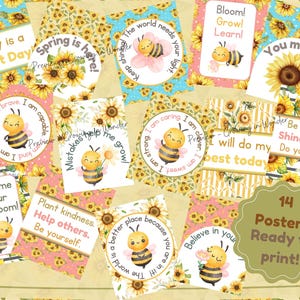 Sunflower and Honey Bee Spring Classroom Bulletin Board Posters - Etsy