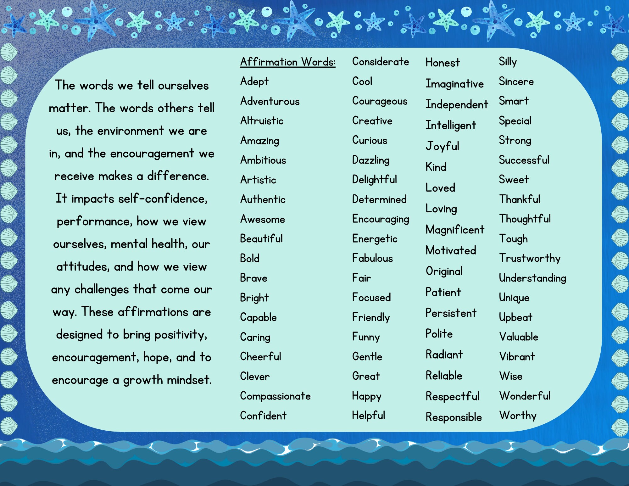 Under the Sea, Ocean Animal Affirmation Station - Etsy
