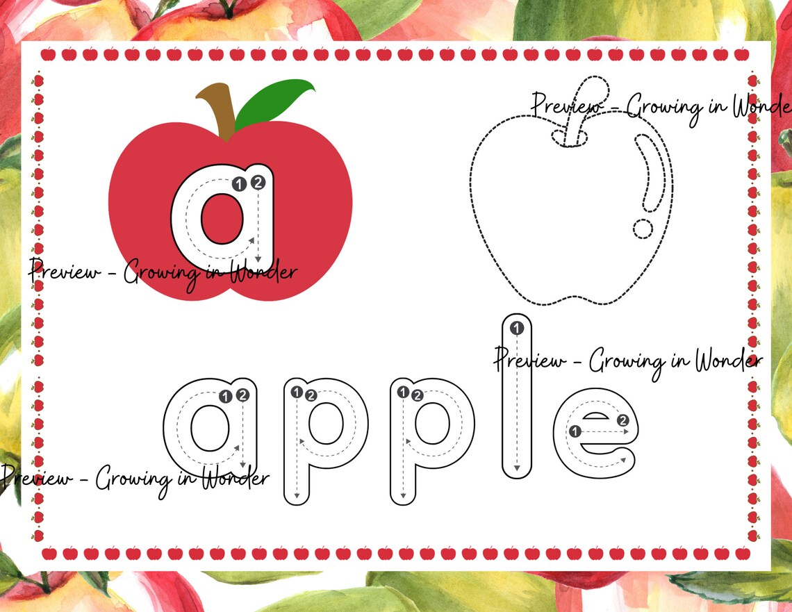 Apple Alphabet Tracing Mats: Letter Formation (printable) - Etsy
