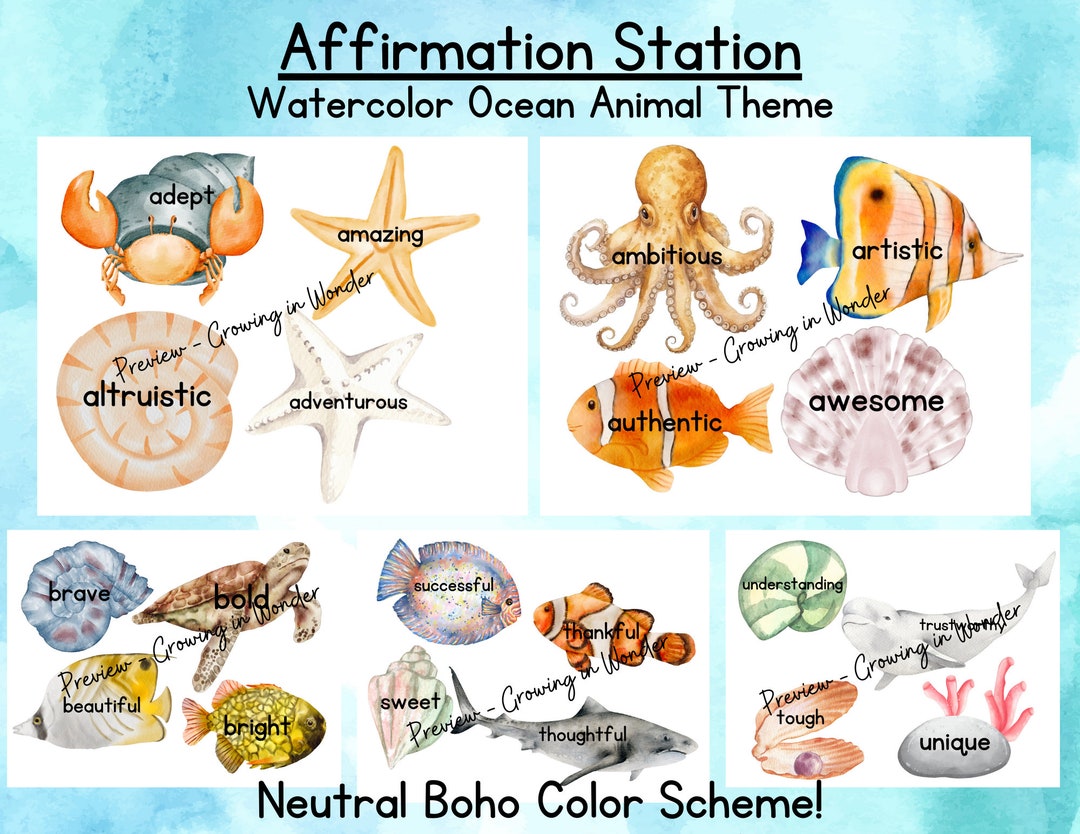 Under the Sea, Ocean Affirmation Station: Neutral Boho Theme - Etsy