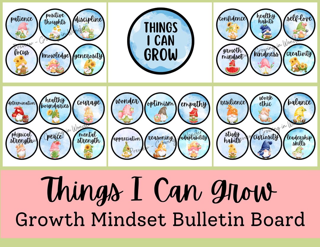 Mental Health Spring Garden Gnomes Bulletin Board: Things I Can Grow - Etsy
