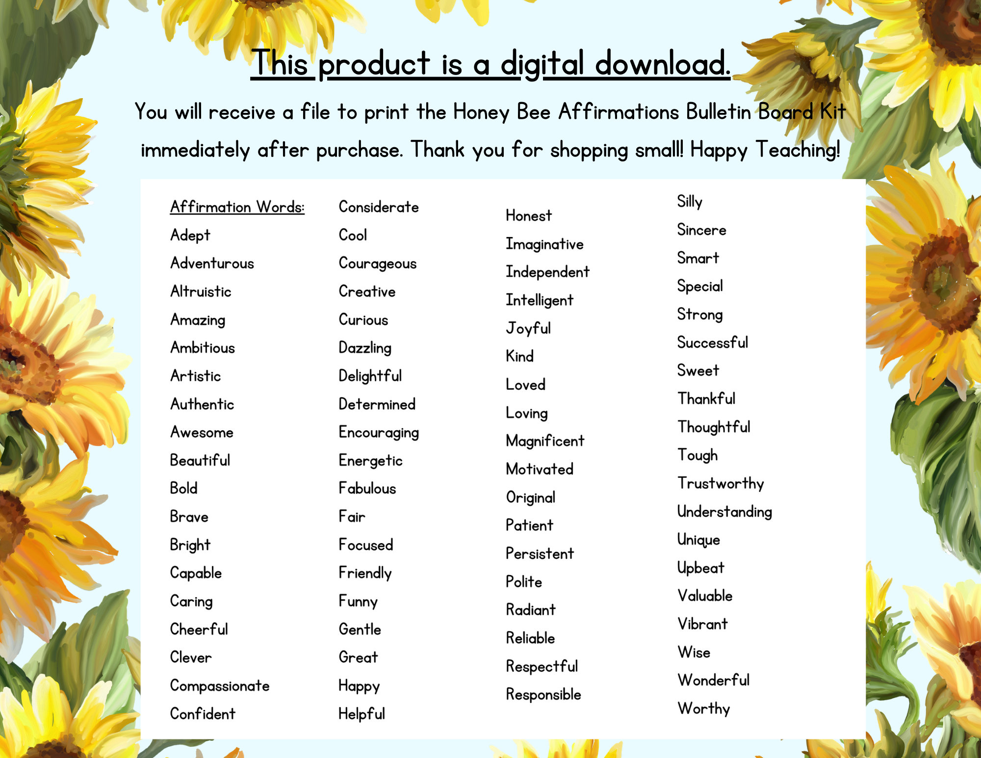 Honey Bee Affirmation Station, Back to School Bulletin Board Kit - Etsy