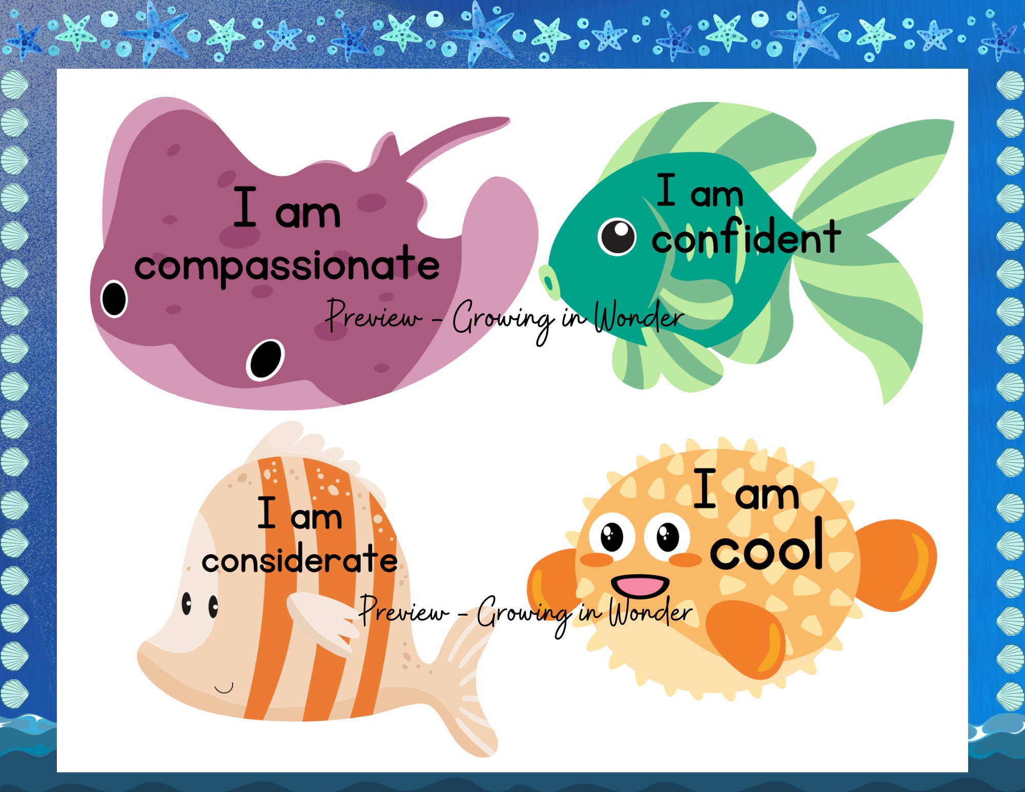 Under the Sea, Ocean Animal Affirmation Station - Etsy