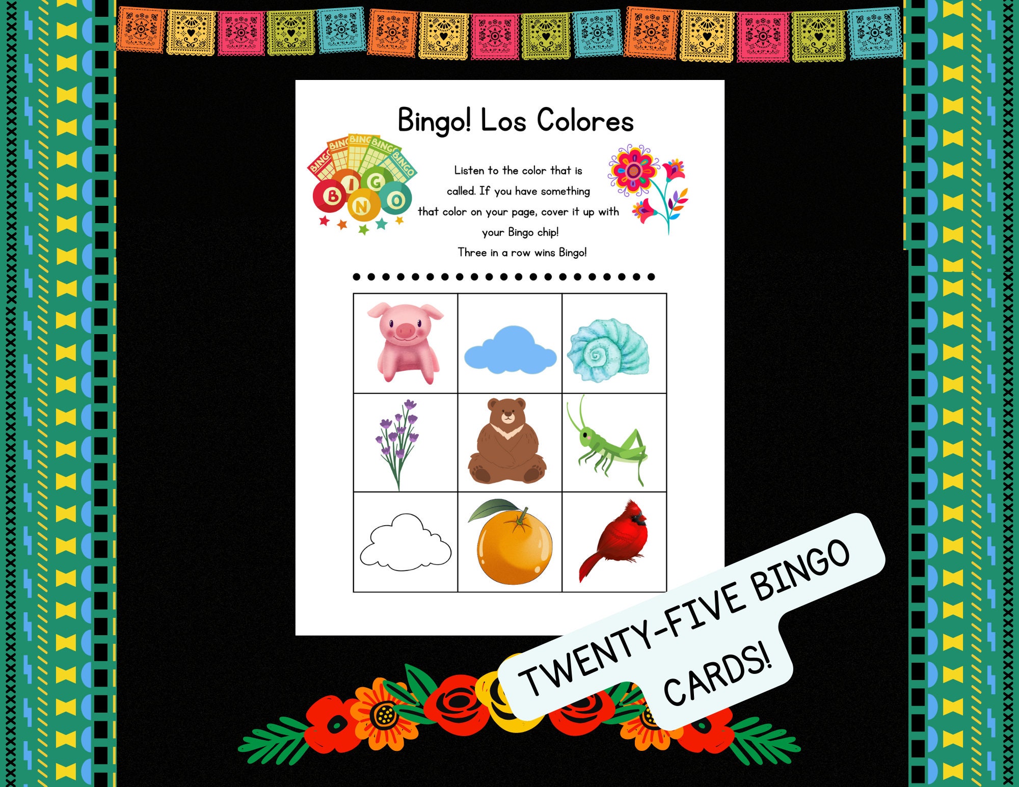 Spanish Bingo (colors) - Etsy