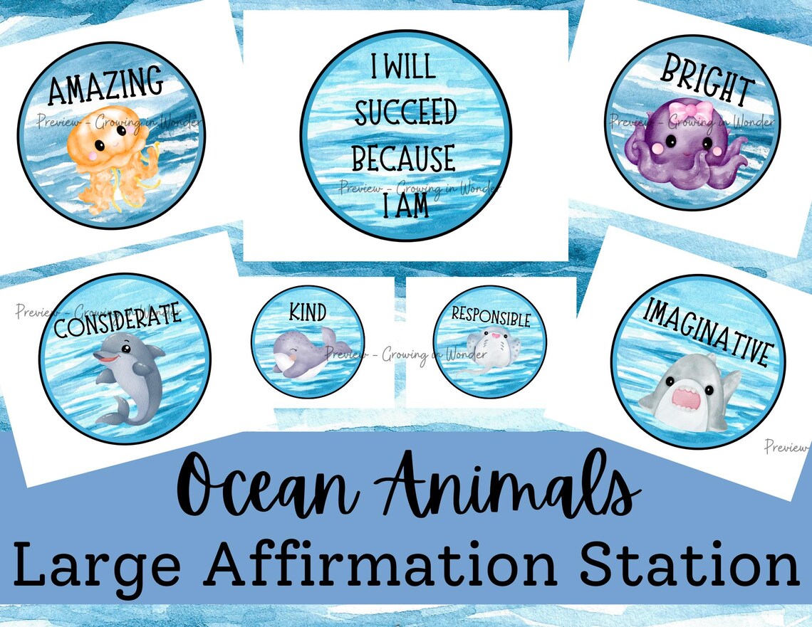 Large Ocean Animal Affirmation Station - Etsy