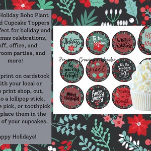 Happy Holidays, Merry Christmas Printable Cupcake Toppers - Etsy