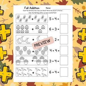 Fall Addition Worksheets and Activities - Etsy