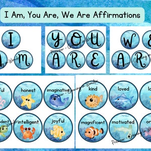 Affirmation Station, Ocean Animal Theme, Classroom Bulletin Board Decor ...