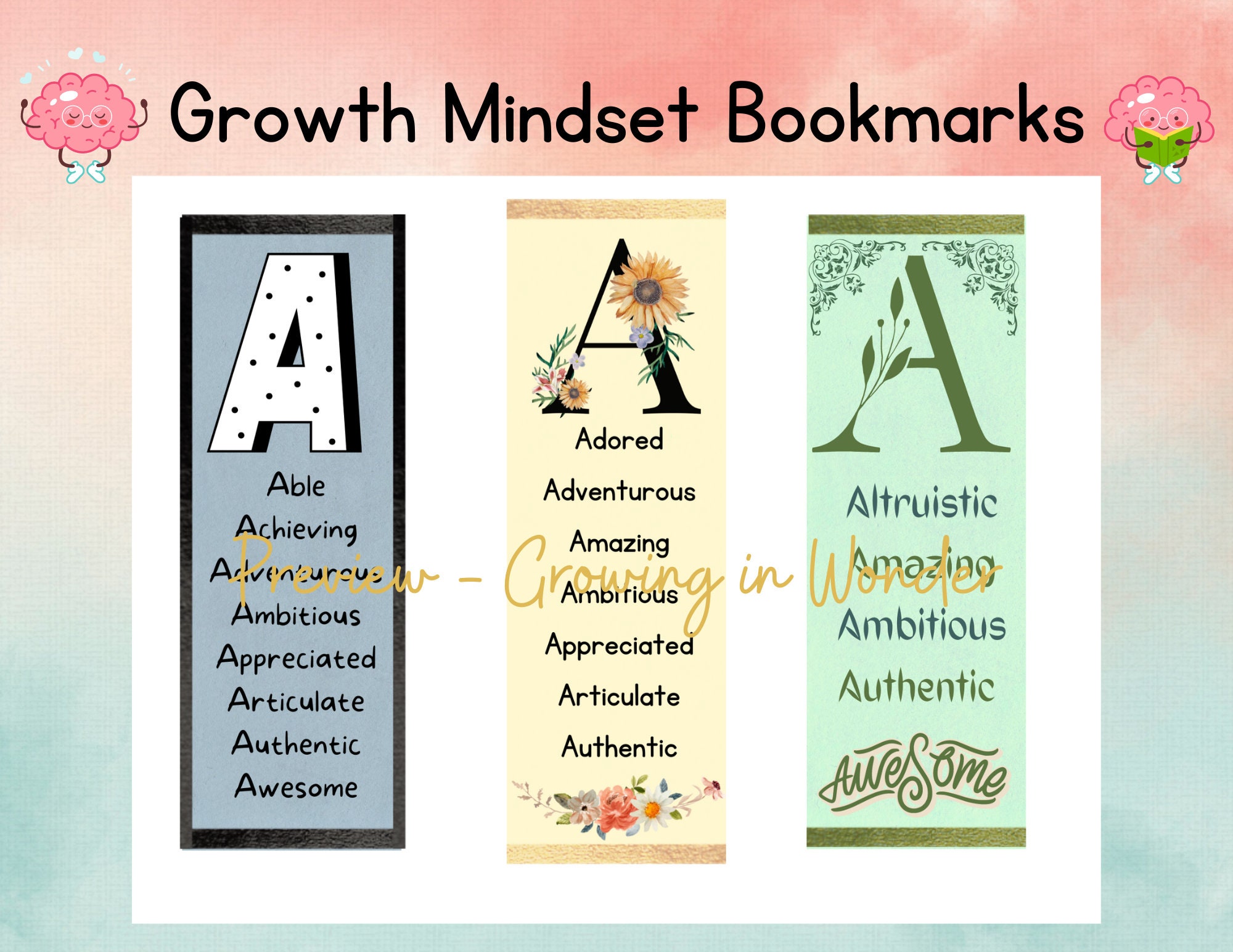 Bookmarks, Printable, Growth Mindset - Etsy