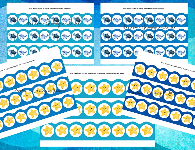 Ocean Theme Bulletin Board Borders, Under the Sea Classroom Decor, Back ...