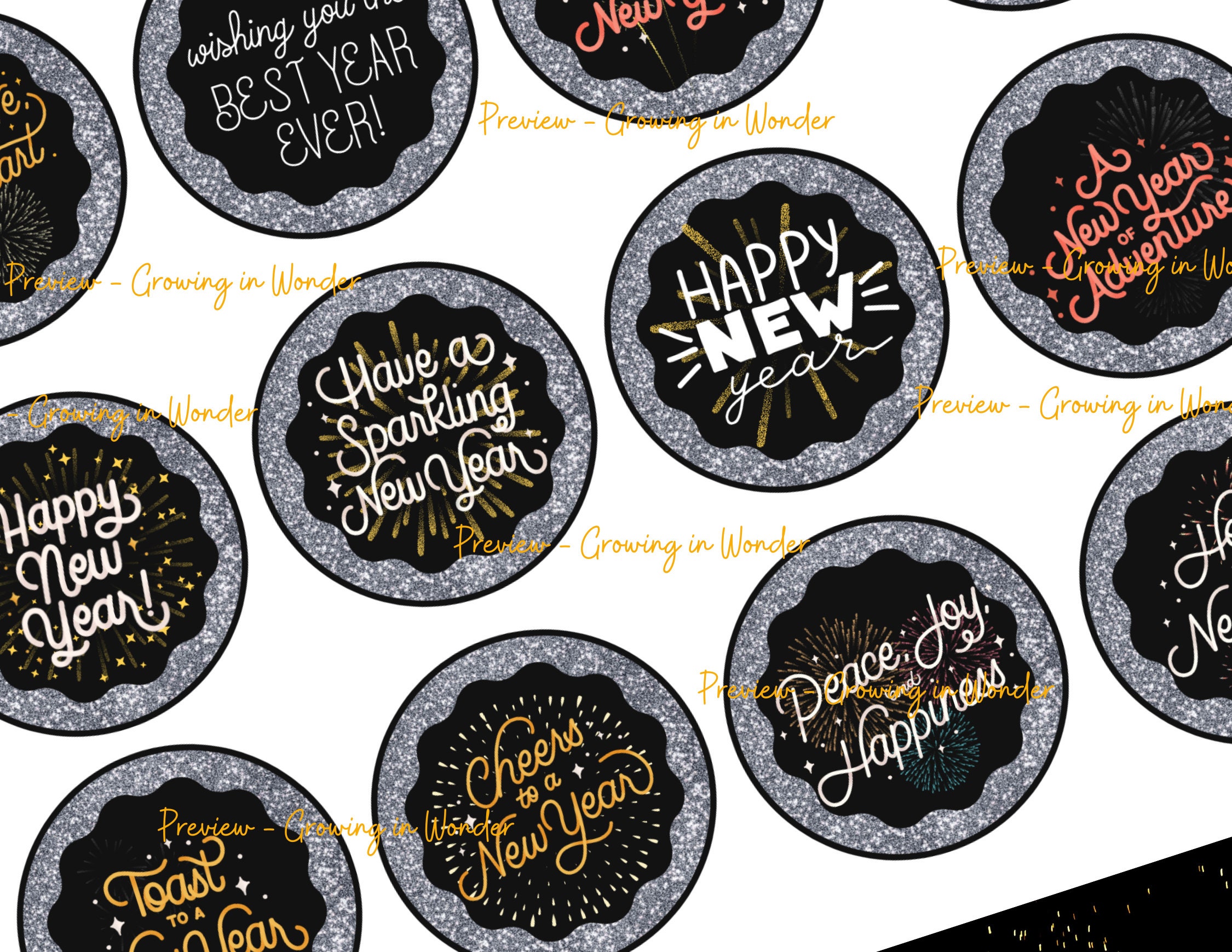 Happy New Year Cupcake Toppers, Printable - Etsy