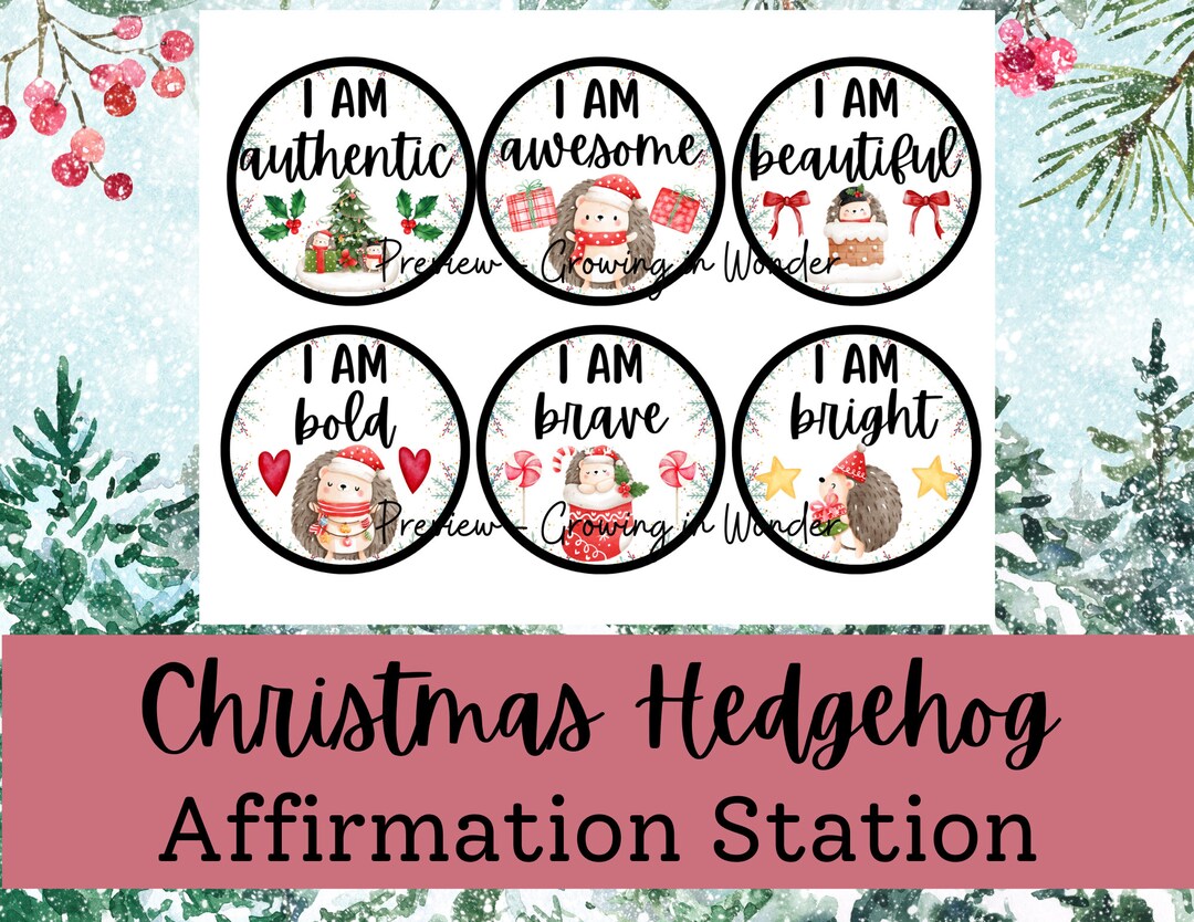 Christmas Hedgehog Positive Affirmations, Affirmation Station - Etsy