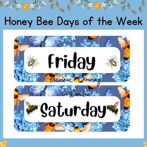 Honey Bee Days of the Week (blue Background, Watercolor Honeybees) - Etsy