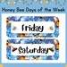 Honey Bee Days of the Week blue Background, Watercolor Honeybees - Etsy