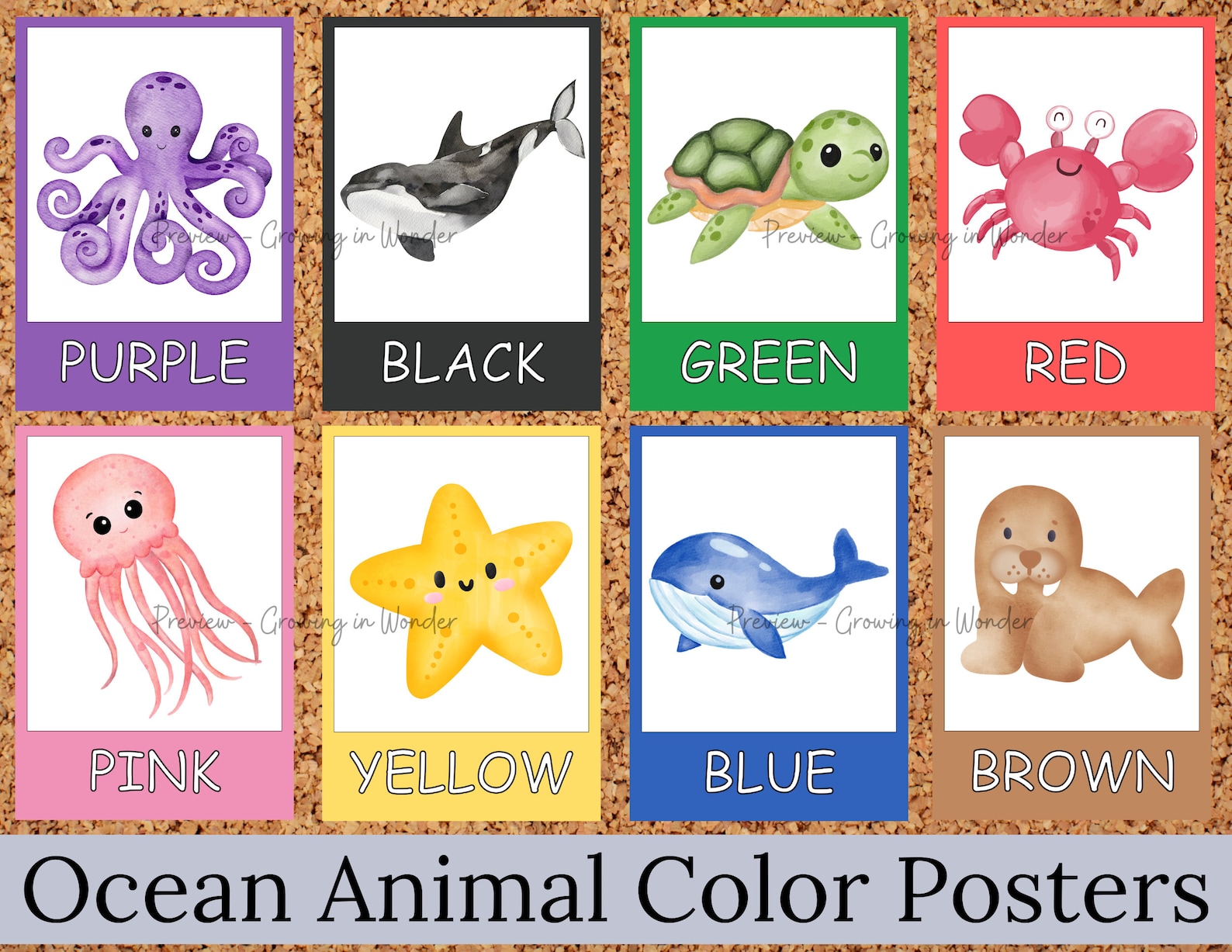 Under the Sea Themed Color Posters, Classroom Decor, Ocean Animal Color ...