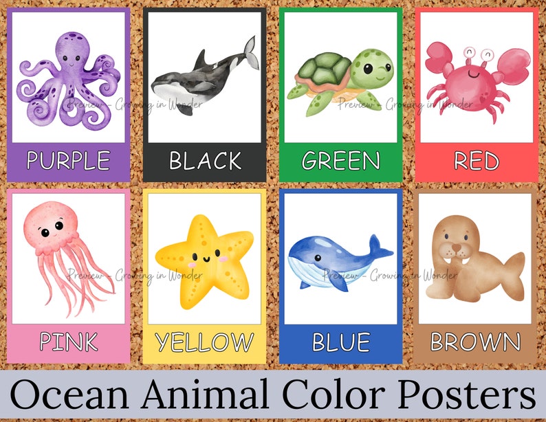 Under the Sea Themed Color Posters, Classroom Decor, Ocean Animal Color ...