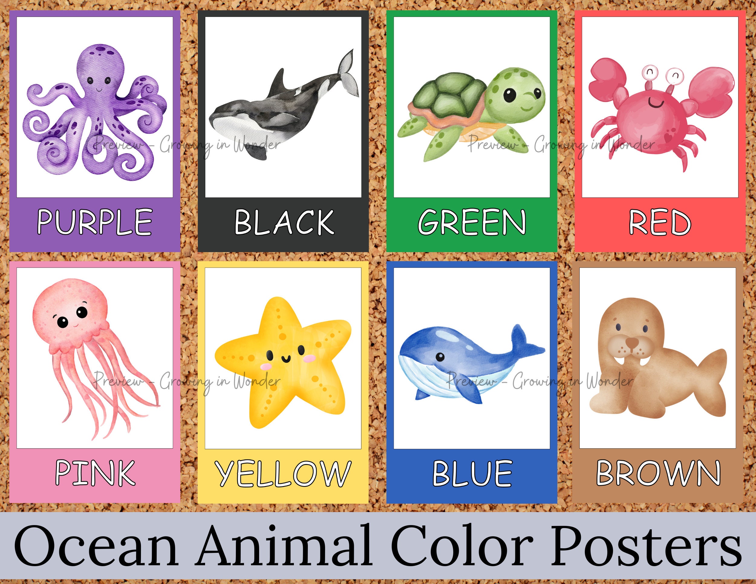 Under the Sea Themed Color Posters, Classroom Decor, Ocean Animal Color ...