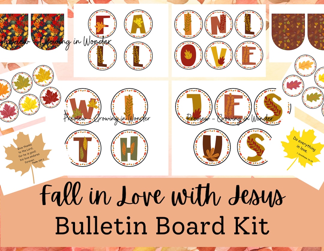 Fall Bible Bulletin Board Kit, Christian Bulletin Board, Fall in Love ...