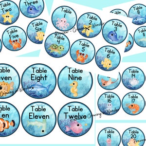 Under the Sea, Ocean Theme Numbers, Groups, and Table Labels 1-20 - Etsy