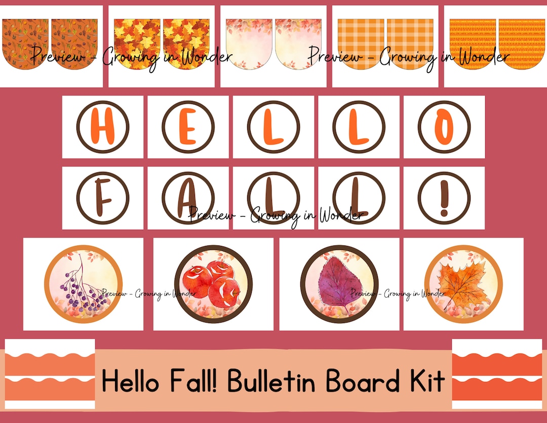 Hello Fall! Bulletin Board Kit, Printable Fall Classroom Decor - Etsy