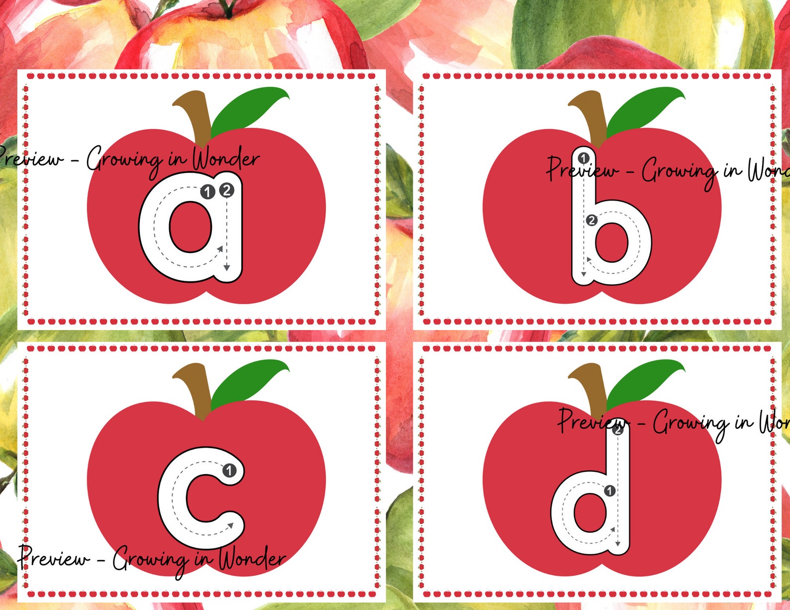 Apple Alphabet Tracing Mats: Letter Formation (printable) - Etsy