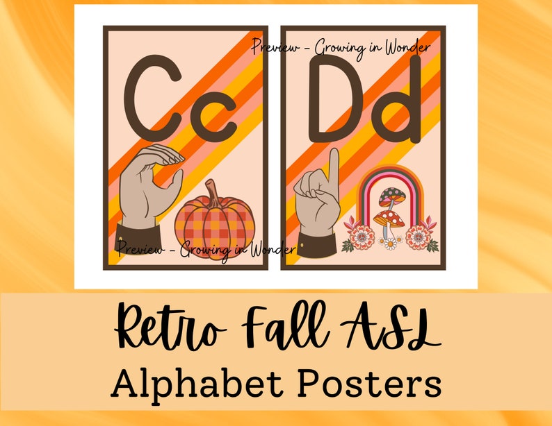 Fall Retro Alphabet Sign Language Cards, ASL Posters - Etsy