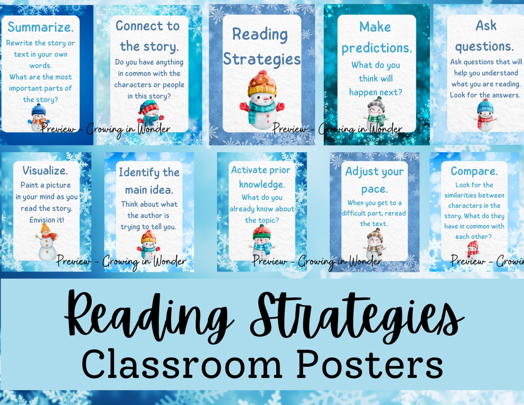 Winter Reading Strategies Classroom Posters - Etsy