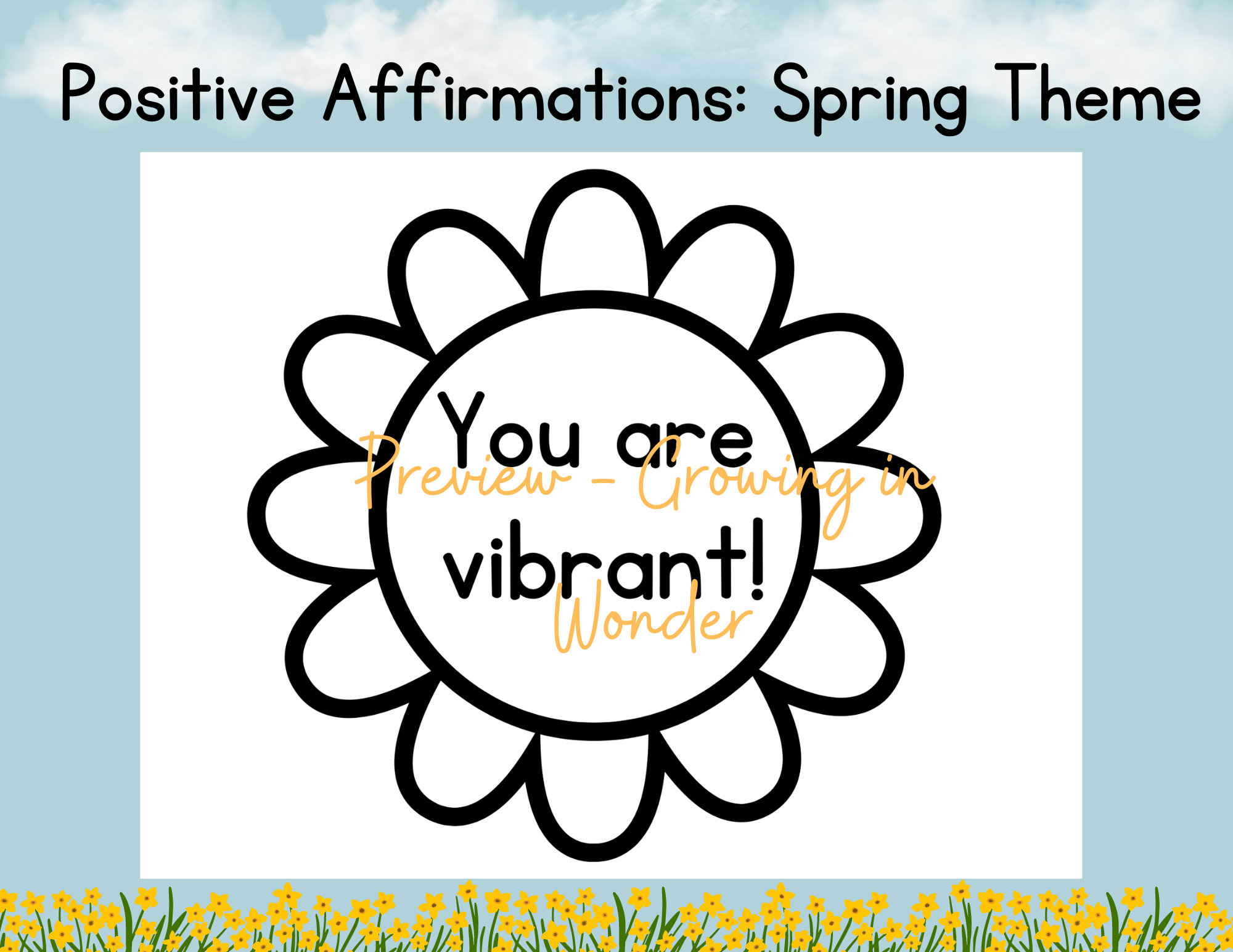 Positive Affirmations, Spring Theme - Etsy