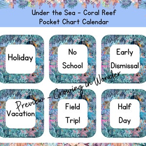 Ocean Theme Pocket Chart Calendar, Under the Sea Classroom - Etsy