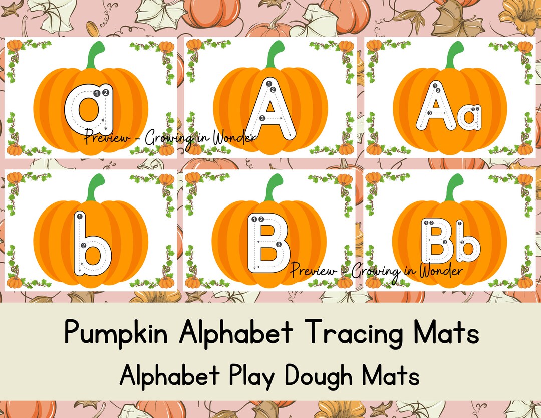 Fall, Pumpkin Alphabet Play Dough Mats, Printable Letter Formation ...
