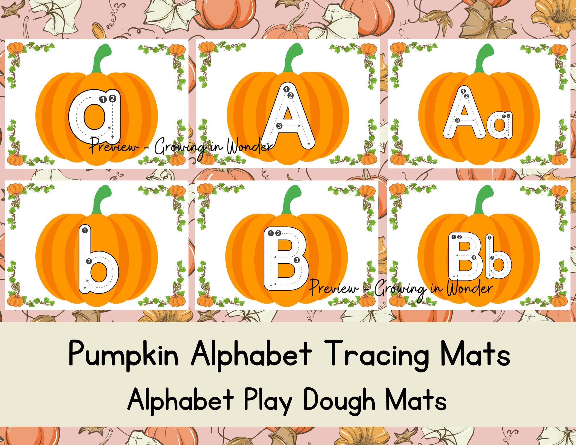 Fall, Pumpkin Alphabet Play Dough Mats, Printable Letter Formation ...