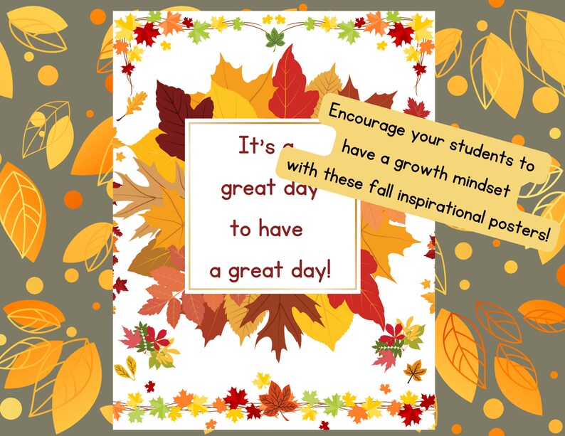 Growth Mindset: Fall Themed Posters and Bulletin Board Headings - Etsy