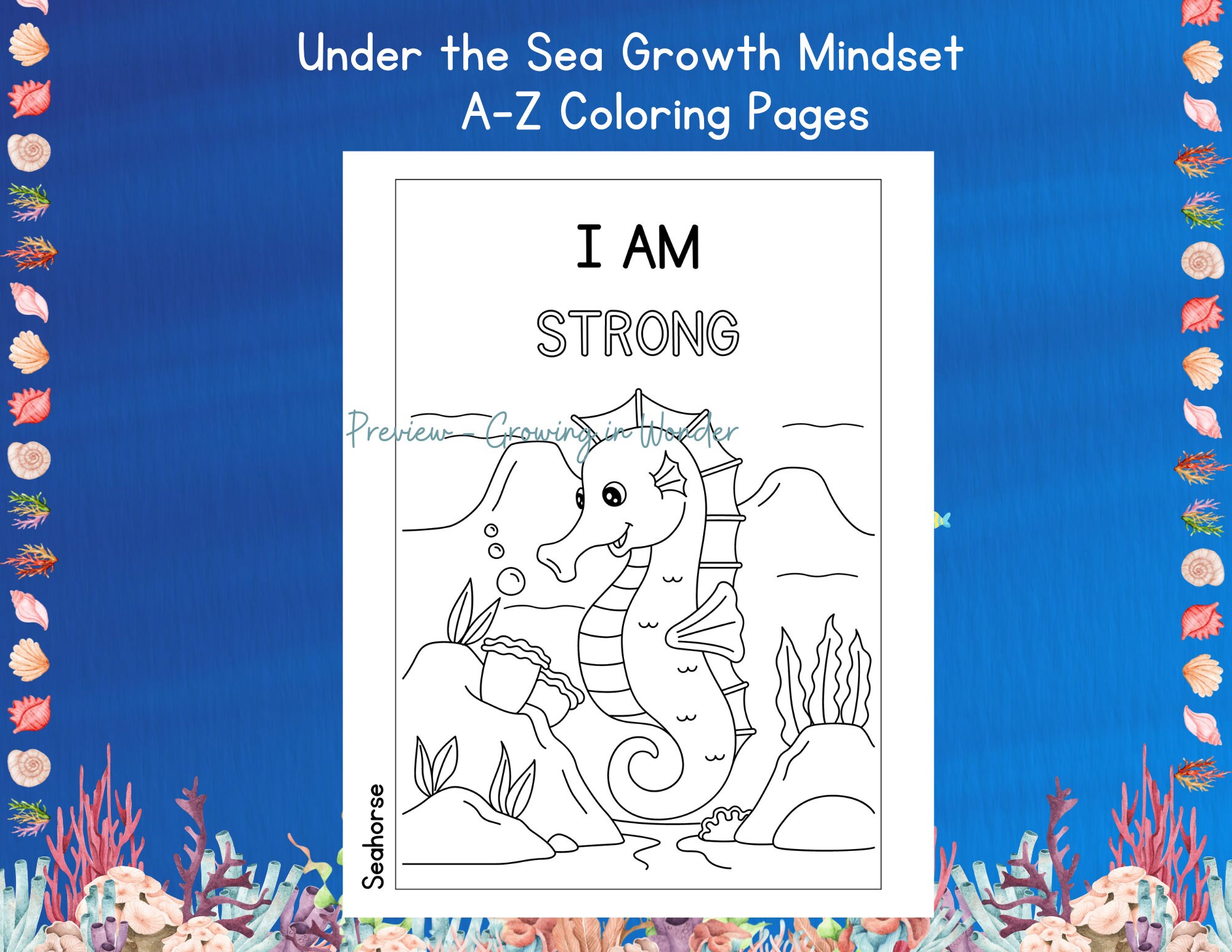 Ocean Animal Growth Mindset Coloring Pages, Under the Sea Activity - Etsy