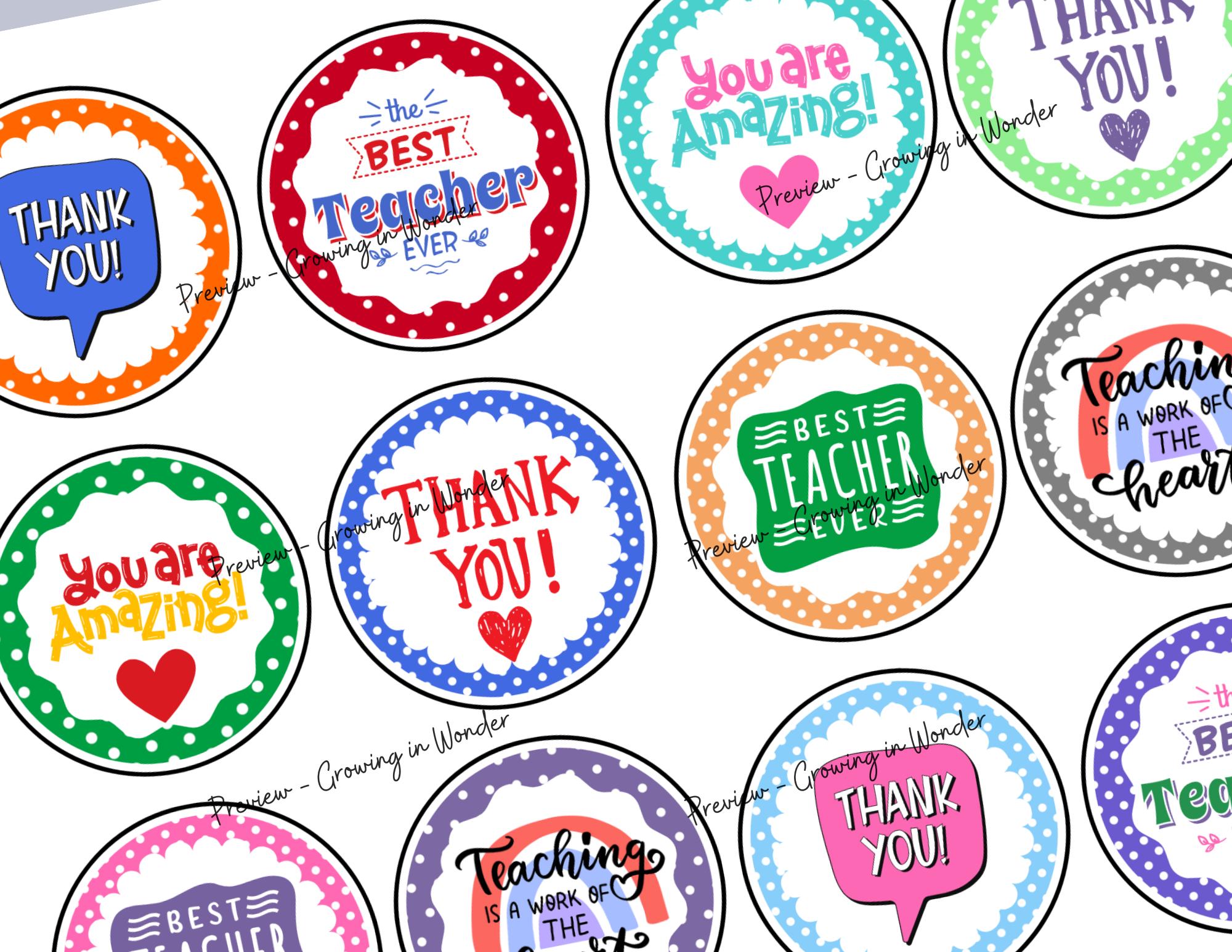 Thank You Teacher Cupcake Toppers, End of the Year Staff Gift, Teacher ...